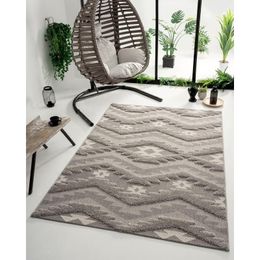 MERINOS Teppich »Kayra 54066« rechteckig 20 mm Höhe Hoch Tief Struktur, Boho Style, Scandic, In- Outdoor geeignet grau Obermaterial: 100%...