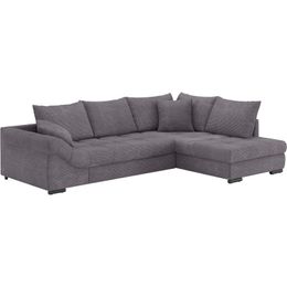 Ecksofa &raquo;Allegro, L-Form&laquo; mit Hochschl&auml;fer-Bettauszug, wahlweise mit Kaltschaum grau Stripes (92% Polyester / 8% Nylon)