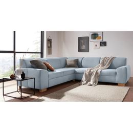 DOMO collection Ecksofa »Incanto kubische Formensprache, komfortabel, flache Armlehnen, L-Form« wahlweise mit Bettfunktion eisblau