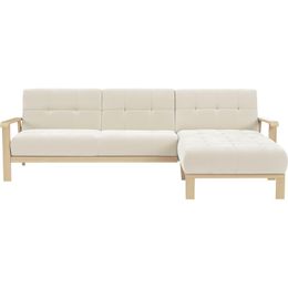 Sit & More sit&more Ecksofa &raquo;Billund L-Form&laquo; Armlehnen aus Buchenholz in natur, verschiedene Bez&uuml;ge und Farben beige 100% Polyester