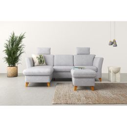 Home Affaire Ecksofa &raquo;Trelleborg L-Form&laquo; Federkern-Polsterung, wahlweise mit Bettfunktion und Bettkasten silber 100% Polyester