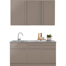 Wiho-K&uuml;chen WIHO K&Uuml;CHEN Pantryk&uuml;che &raquo;Chicago&laquo; ohne E-Ger&auml;te, Breite 160 cm K&uuml;che: braun + Front: Tr&uuml;ffel Glanz + Korpus: tr&uuml;ffelfarben + Arbeitsplatte:...