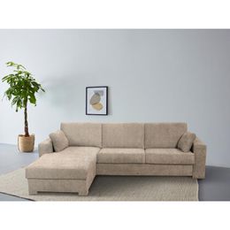 Home Affaire Ecksofa »Roma "M" Matratzenhöhe 14 cm, Dauerschlaffunktion, mit Unterfederung, « Liegemaße ca 143x198 cm, L-Form cappuccino
