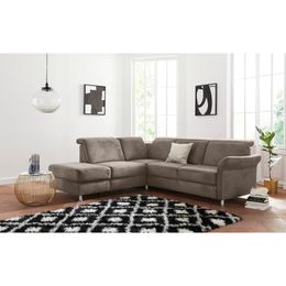Sit & More sit&more Ecksofa &raquo;Darwin L-Form&laquo; inklusive Federkern, wahlweise mit Kopfteilverstellung, Bettfunktion braun