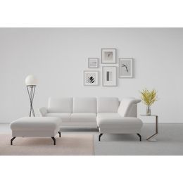 Sit & More sit&more Ecksofa &raquo;Fashion L-Form&laquo; wahlweise mit Kopfteilverstellung und Vorziehsitz, motorisch silber