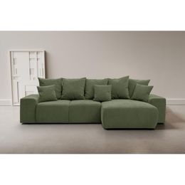WERK2 Ecksofa »Riwa, modernes Sofa zum Kuscheln und Entspannen, Breite 300cm, L-Form« Trendiges Ecksofa mit vielen Kissen, Schlaffunktion &...