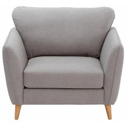 Home Affaire Sessel &raquo;MARSEILLE&laquo; Massivholzbeine Eiche, Landhausstil, Wellenunterfederung grau Webstoff (100% Polyester);Struktur fein (58% Polyester, 