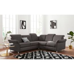 Sit & More SIT&MORE Ecksofa »Darwin L-Form« inklusive Federkern, wahlweise mit Kopfteilverstellung, Bettfunktion anthrazit