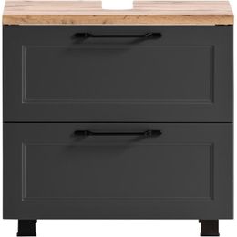 Welltime Waschbeckenunterschrank &raquo;Lana&laquo; Badm&ouml;bel, 2 Schubladen, 60 cm breit grau MDF