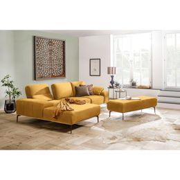 W.Schillig Ecksofa »run, Designsofa mit tollem Sitzkomfort, L-Form« mit Holzsockel, Füße in Bronze pulverbeschichtet, Breite 299 cm sunrise Z73