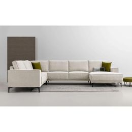 Places of Style Wohnlandschaft »XXL Sofa Oland, Struktur, Flachgewebe, Luxus-Microfaser, Boucle« U-Form, 342 cm, Wellenunterfederung,...