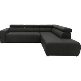 DOMO collection Ecksofa »Brandon L-Form, auch in Leder« inklusive Kopfteilverstellung, wahlweise mit Sitztiefenverstellung schwarz