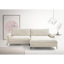 Inosign Ecksofa »Downtown, B/T/H: 272/190/84 cm L-Form« weicher Sitzkomfort auch in Cord und Bouclé, incl. Zierkissen weiß
