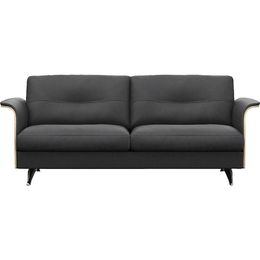 FLEXLUX 2, 5-Sitzer »Glow Sofa, Couch, « Premium-Sitz: Kaltschaum & Federkern, Arml. Walnuss, Fuß Alu Deep Black