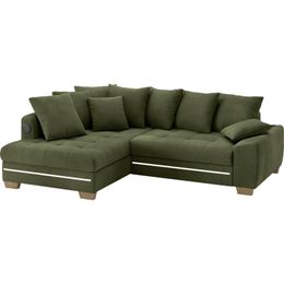Ecksofa &raquo;Nikita II, L-Form&laquo; mit Kaltschaum, RGB-LED, Soundsystem, wahlweise mit Bett, Bettkasten gr&uuml;n Memphis (Grundgewebe - 100% Polyester; 