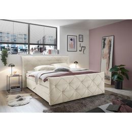 ED EXCITING DESIGN Boxspringbett »Villano« mit Strasssteinen, Breite: 180cm, mit Bettkasten, inkl. Topper creme