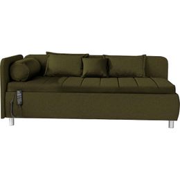 Alina Schlafsofa »Kiana« Liegefläche 90/200 cm oder 100/200 cm, Bettkasten, Zierkissen-Set olivgrau TMD 3