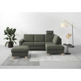 Home Affaire Ecksofa »Summer L-Form« mit Ottomane, wahlweise mit Bettfunktion und Bettkasten, Cord-Bezug olive