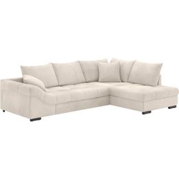 Ecksofa &raquo;Allegro, L-Form&laquo; mit Hochschl&auml;fer-Bettauszug, wahlweise mit Kaltschaum beige Novaclean Avanti (100% Polyester)
