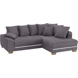 Ecksofa &raquo;Nikita II, L-Form&laquo; RGB-LED, Bluetooth-Soundsystem, wahlweise mit Bett, Bettkasten grau Stripes (92% Polyester / 8% Nylon)