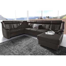 Sit & More sit&more Wohnlandschaft &raquo;Basel U-Form&laquo; wahlweise mit Relaxfunktion schwarz Luxus-Microfaser Altara Nubuck (100% Polyester);Kunstleder SOFTLUX ;