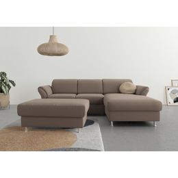 Sit & More sit&more Ecksofa &raquo;Apulia L-Form&laquo; wahlweise Bettfunktion, Bettkasten und Kopf- und Armteilverstellung grau Webstoff (100% Polyester);Struktur weich (90