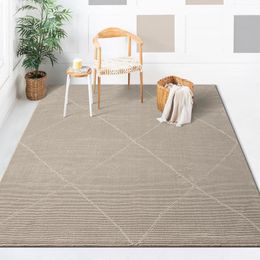 the carpet Teppich &raquo;Lima&laquo; rechteckig 12 mm H&ouml;he Designer Teppich Flor 1 recyceltem Polyester waschbar Beige Obermaterial: 100% Polyester B : 120 cm...