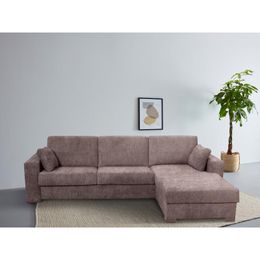 Home Affaire Ecksofa &raquo;Roma "L" Dauerschlaffunktion, mit Unterfederung&laquo; Matratzenh&ouml;he 14cm,, Liegema&szlig;e ca 163x198 cm, L-Form braun 100% Polyester