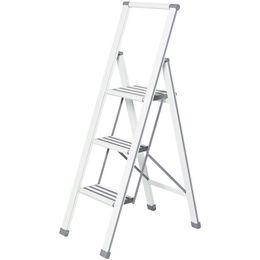 Wenko Trittleiter »Modell Alu-Design« Klapptritt Leiter, rutschsichere XXL-Stufen, klappbar, bis 150 kg weiß/grau B/H/L: 44 cm x 127 cm