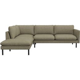 FLEXLUX Ecksofa »Bolzano Designsofa, bequem durch Kaltschaum im Sitz, L-Form« lose Sitz -& Rückenkissen, hohe Füße Fall Green
