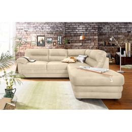 COTTA Ecksofa &raquo;Royale L-Form&laquo; wahlweise mit Bettfunktion beige Luxus-Kunstleder, frei im Raum stellbar;Luxus-Microfaser (100% Polyester), frei im Raum