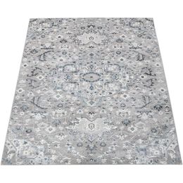 Paco Home Teppich &raquo;Neferu 978&laquo; rechteckig 13 mm H&ouml;he Kurzflor, Orient Optik, 3D-Design, ideal im Wohnzimmer & Schlafzimmer grau Obermaterial: 65%...