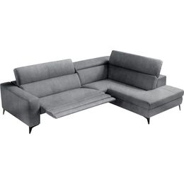 Egoitaliano Ecksofa »Edith, Designsofa mit hohem Sitzkomfort, L-Form« inkl. elektrischer Relaxfunktion und manuell verstellbaren Kopfteilen steingrau