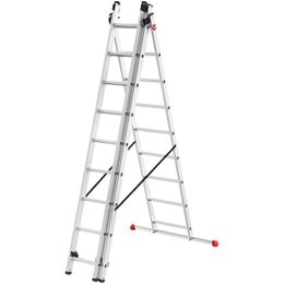 Hailo Vielzweckleiter »HobbyStep combi« Set, Aluminium Kombileiter 3-teilig 3x9 Sprossen aluminiumfarben/schwarz/rot B/H/L: 19 cm x 264 cm x 48 cm