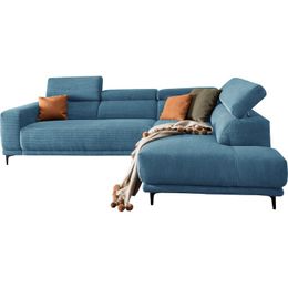 Alina Ecksofa »Hikari« wahlweise mit Sitzvorzug, in modernem Cordstoff, Breite 276 cm azurblau GCT 46