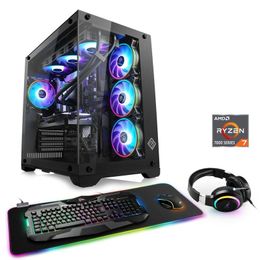 CSL Gaming-PC »Aqueon A78340 Advanced Edition« schwarz Inkl. Maus, Tastatur, Headset & Mauspad, AX WLAN 1200 MBit/s: Komplettes Set für sofortigen...