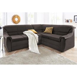DOMO collection Ecksofa »Lale zeitlose Formensprache, komfortabel, L-Form« mit langem Schenkel, wahlweise mit Bettfunktion anthrazit