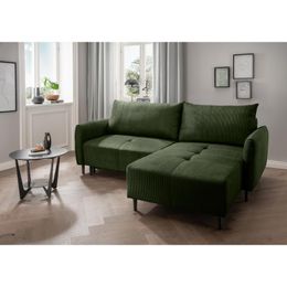 Inosign Ecksofa »Mara, L-Form, aktueller Cord Bezug und tolle Farben, schmale Armlehnen« whlw. mit Bettfunktion, Recamiere links/rechts montierbar,...