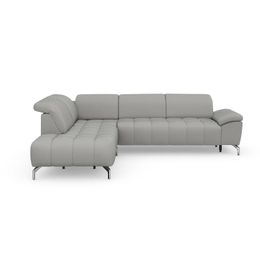 Sit & More SIT&MORE Ecksofa »Cool L-Form« wahlweise mit Kopfteilverstellung und Vorziehsitz, motorisch silber