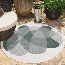 Carpet City Outdoorteppich &raquo;DUO RUG 5835&laquo; rund 5 mm H&ouml;he Wendeteppich Wetterfest In- & Outdoor, Balkon, Terrasse, Wohnzimmer gr&uuml;n Obermaterial:...