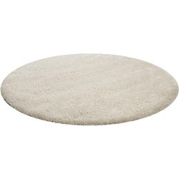 WECON HOME BASICS Hochflor-Teppich &raquo;Paula&laquo; rund 55 mm H&ouml;he Wohnzimmer beige Obermaterial: 100% Polypropylen B : 70 cm &Oslash; 200 cm 1 Stk.