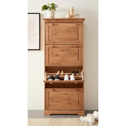 Home Affaire Schuhschrank &raquo;Lisa&laquo; mit 4 Klappen, H&ouml;he 172 cm, Breite 75 cm natur gebeizt/gewachst