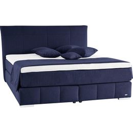 Alina Boxspringbett &raquo;Luga&laquo; 188 cm breit, inkl. Matratze und Komfortschaum-Topper blau Chenille GCP (100% Polyester)