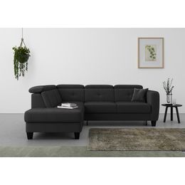 Sit & More SIT&MORE Ecksofa »Belluci L-Form« inklusive Federkern, wahlweise mit Bettfunktion und Bettkasten schwarz