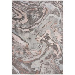 FLAIR RUGS Teppich &raquo;Marbled&laquo; rechteckig 12 mm H&ouml;he dezenter Glanz, mehrfarbig, modernes Marmor-Design rosa Kunstfaser