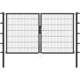 Alberts Zaundoppelt&uuml;r &raquo;Flexo&laquo; 250 cm Breite, in versch. H&ouml;hen grau Stahl