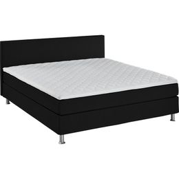 ATLANTIC HOME COLLECTION Boxbett &raquo;Edison&laquo; inkl. Bonnellfederkern-Matratze und Topper schwarz Bezug Bett: Strukturstoff (65% Polypropylen, 35% 