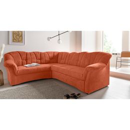 DOMO collection Ecksofa »Papenburg B/T/H: 242/190/84 cm L-Form« wahlweise mit Bettfunktion, Langer Schenkel links oder rechts terra