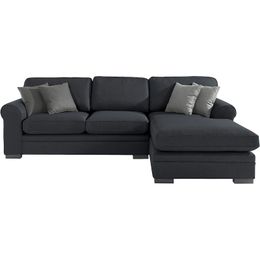 Home Affaire Ecksofa »Broughton L-Form« weicher Sitzkomfort, incl. 4 Zierkissen, Keder grau