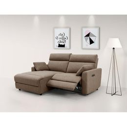 Inosign Ecksofa »JENNA, L-Form, 209cm, manuelle u. elektrische Funktion, mit USB A/C, « Liegefunktion 105°-150°, Federkern, Struktur fein taupe